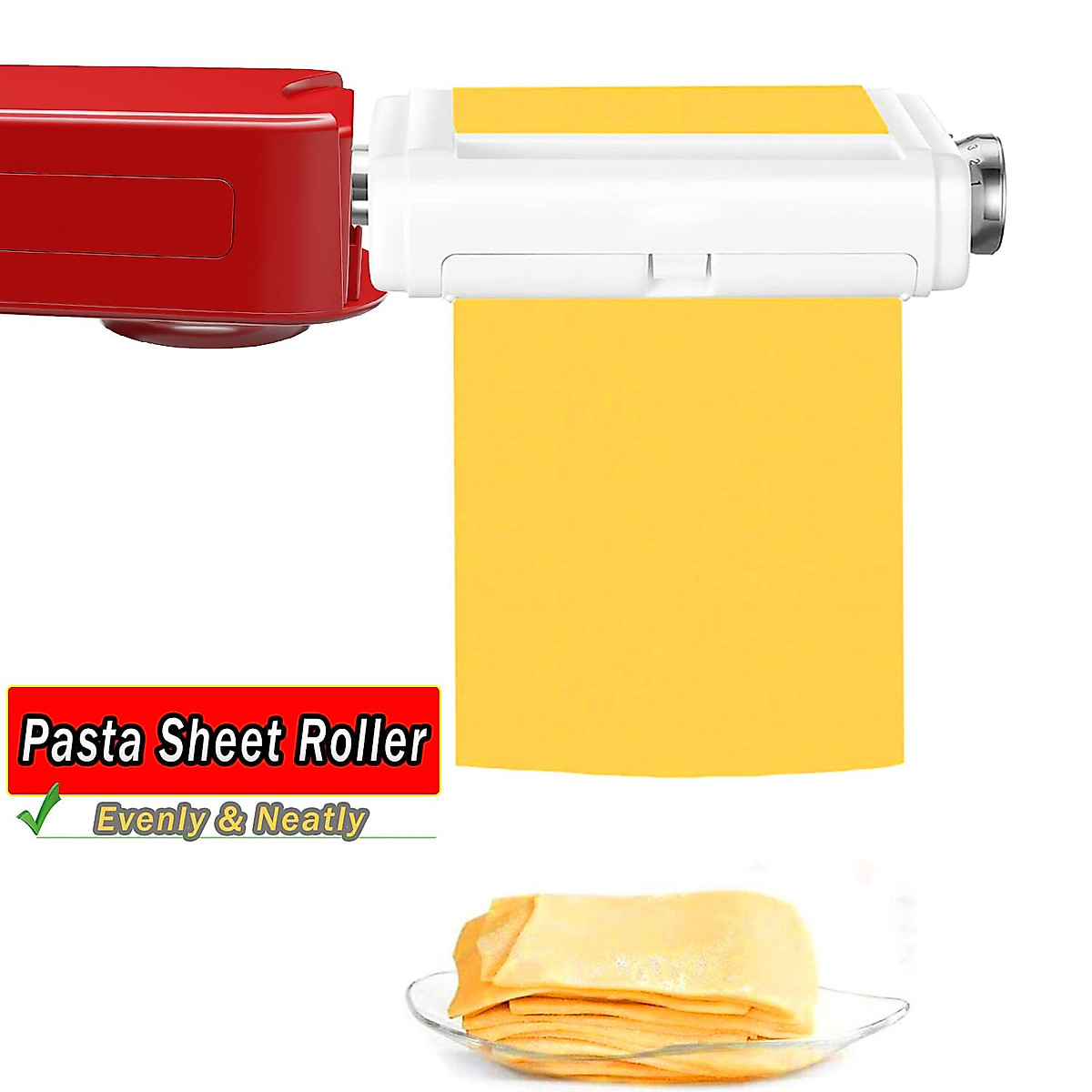 Pasta Maker Attachment for Kitchenaid/Cuisinart Stand Mixers, FDA Certified Noodle Maker- Pasta Roller Fettuccine Spaghetti Cutter 3 in 1, Pasta Roller and Cutter Set with Cleaning Brush