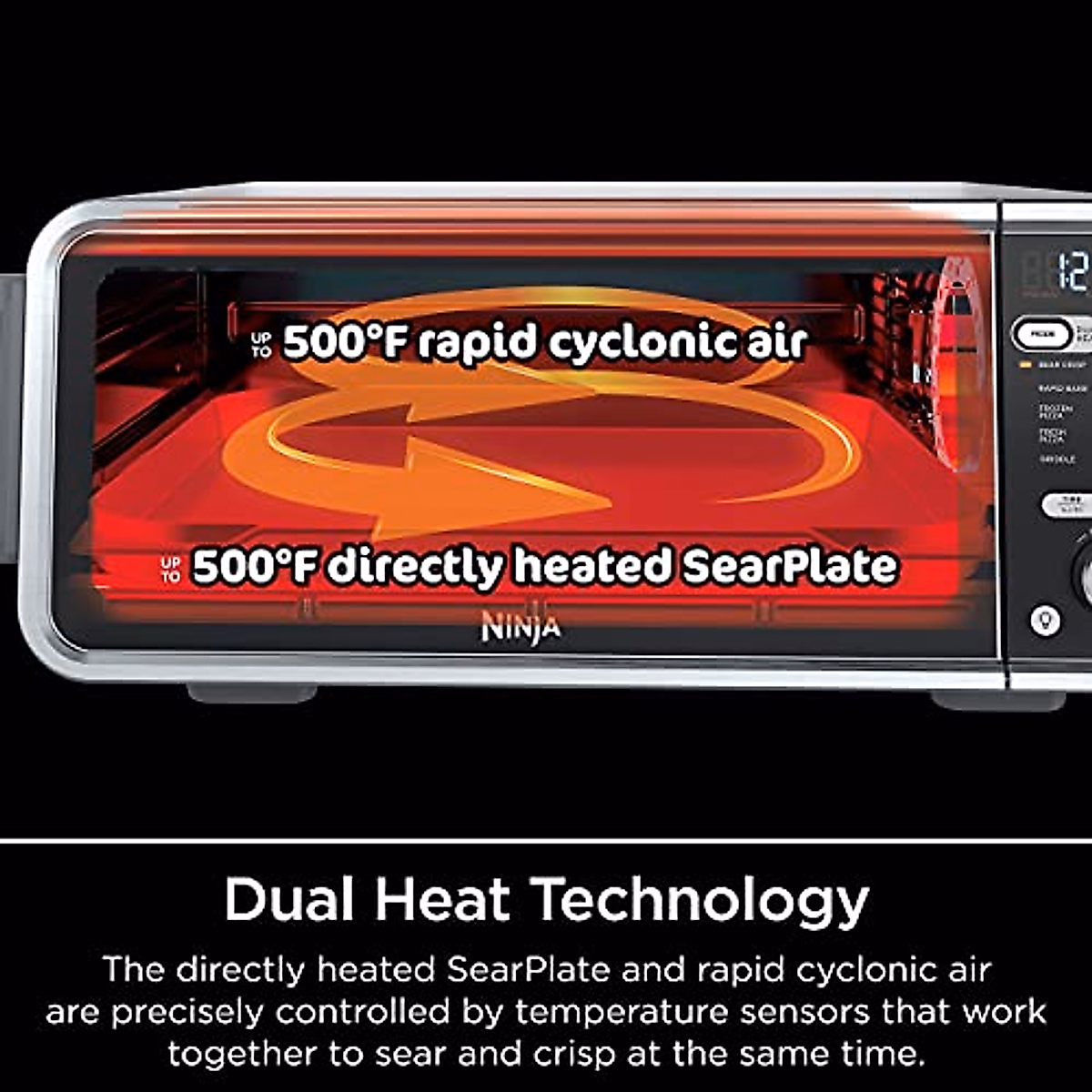 Ninja SP301 Dual Heat Air Fry Countertop 13-in-1 Oven with Extended Height, XL Capacity, Flip Up & Away Capability for Storage Space, Silver (RENEWED)