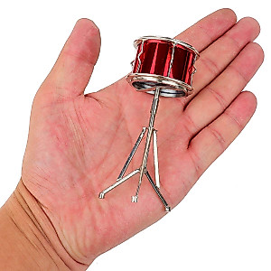 Seawoo Miniature Snare Drum with Case Mini Percussion Musical Instrument Mini Snare Drum Miniature Dollhouse Model Christmas Ornament and Gift (Snare Drum)