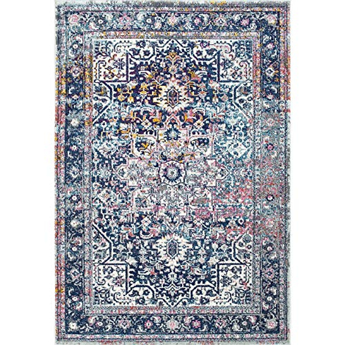 nuLOOM Lilah Medallion Vintage Area Rug, 8' x 10', Blue