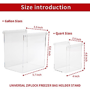 ICICUL Food Storage Bag Stand/Filling Zip Lock Freezer Bag Stand/Baggy Rack Holder/Hands-Free Spill Prevention，Compatible with Gallon, Quart, Sandwich Bag (2 Pack)