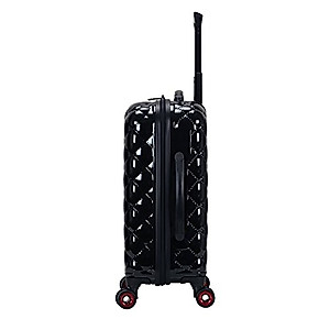 Rockland Quilt Hardside Expandable Spinner Wheel Luggage, Black, 3-Piece Set (20/24/28)