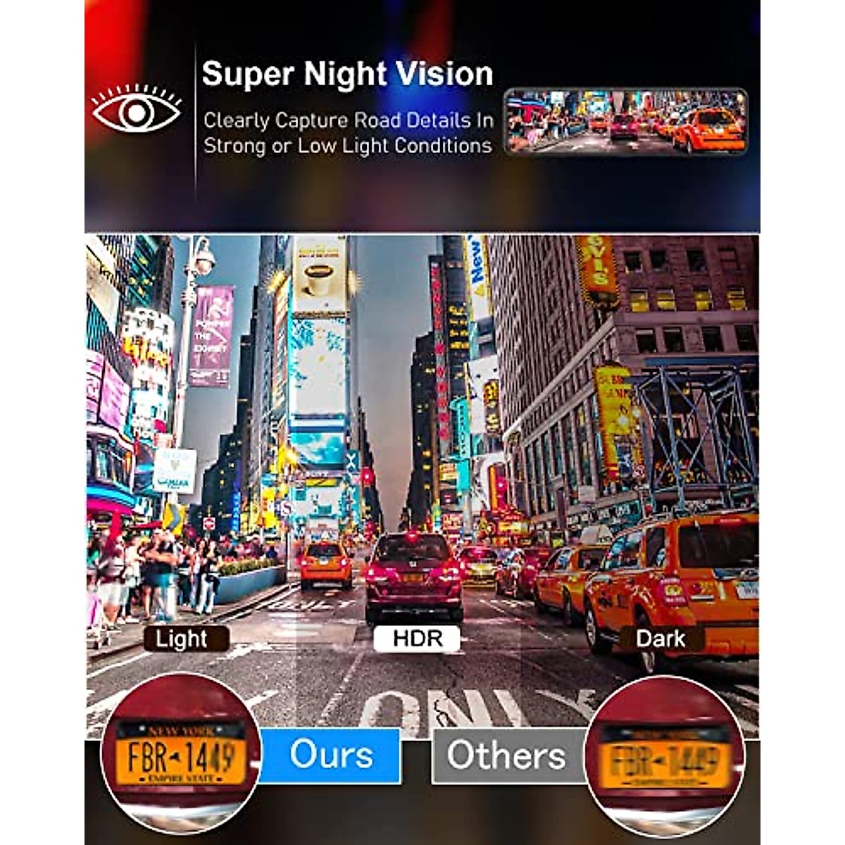 AX2V 11" Mirror Dash Cam - 1080P Front and Rear Dual Recording, Waterproof Backup Camera with Super Night Vision, Full Touch Screen for Car Reversing Assistance and Parking Monitoring