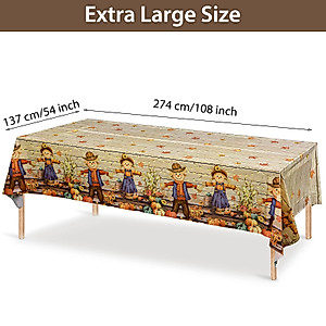Fall Thanksgiving Tablecloth Plastic Fall Party Table Cover Autumn Harvest Pumpkin Leaves Tablecloth Decoration for Fall Thanks Harvest Party Table Decor Supplies, 54 x 108 Inches (3 Pack)