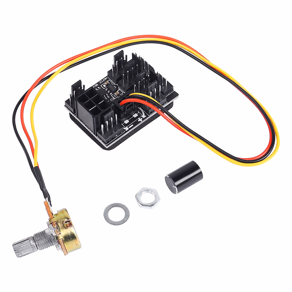 SinLoon 3 Pin 4 Pin Fan Adapter PWM PC Chassis Cooling Fan Hub，Chassis Fan Pressure Regulating Governor，8 Way Splitter 12V Speed Controller with 6 Pin Power Port（8 Way with Cable Black ）