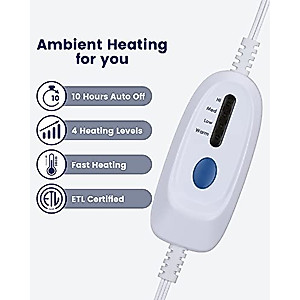 Electric Heated Blanket Twin Size 62"x84" for Home Bedding Use Large Oversized Soft Flannel Velvet Controller with 4 Heating Levels and 10 Hours Auto Shut Off Machine Washable -(Blue, Twin(62"x84"))