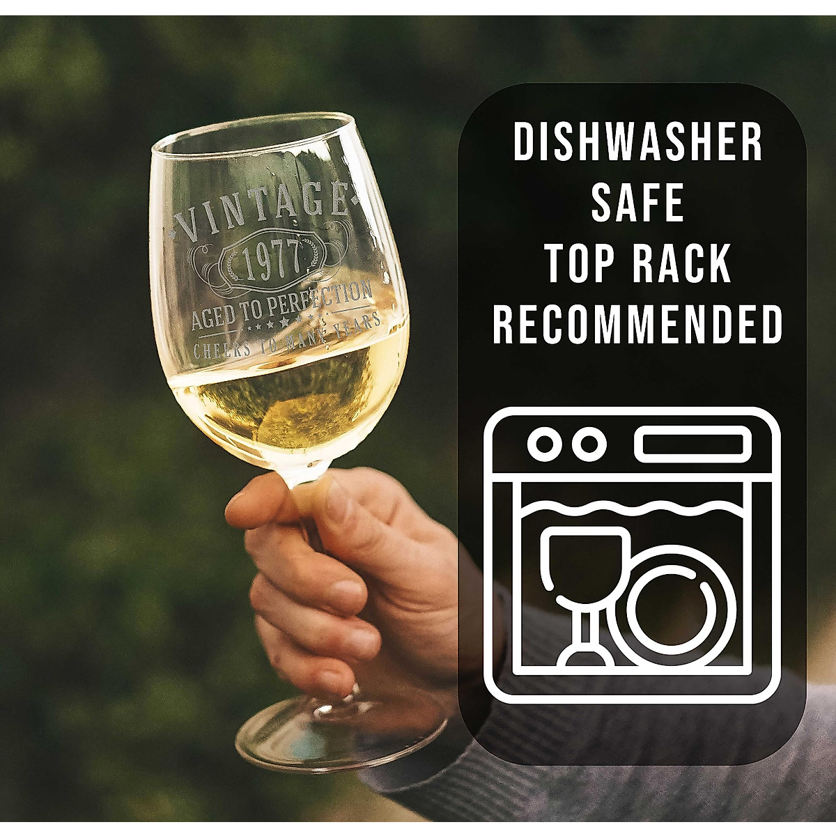 Vintage 1977 Etched 16oz Stemmed Wine Glass - 47th Birthday Gifts for Women - Cheers to 47 years old - 47th decorations for her - Best Engraved Wine Gift ideas Friend Mom - Sister 2.0