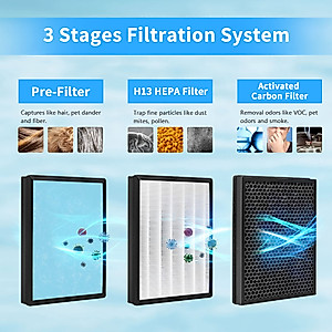 GoKBNY 2-Pack AP1002 True HEPA Replacement Filter Compatible with AIR TOK AP1002 Purifier, Part # AP1002-RF, 3-in-1 H13 True HEPA Filters
