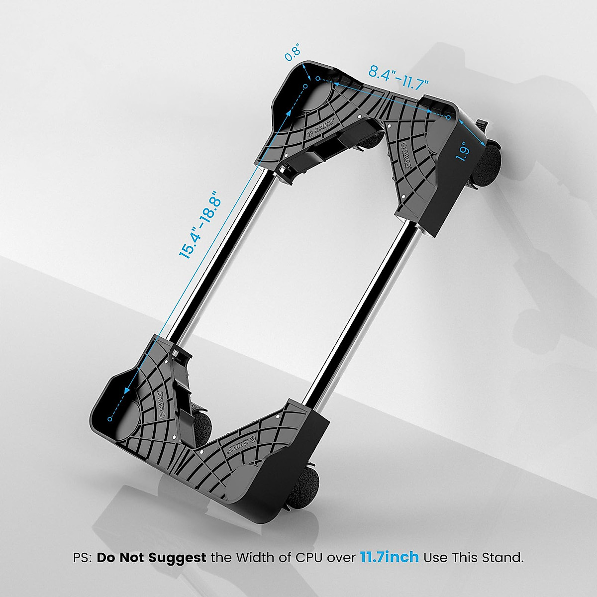 ORICO Computer Tower Stand, Mobile CPU Holder with 4 Caster Wheels Fits for Most Computer Tower, Gaming PC, Printer, Under Desk PC Holder (Black)