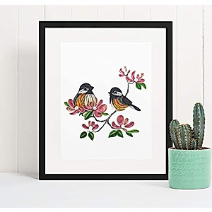 TUMYee Spring Birds and Flower, Quilling Card 3D Colorful Cute Holiday Card, Greeting Card Card for Valentine, Sympathy, Thinking Of You, Quilled Card for Christmas,Birthday,Anniversary, Friend Mom with Envelop(Blossoms and Birds)