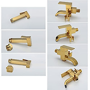 ZLOCYIVHE Hand Held Bidet Sprayer for Toilet Hand Shower for Toilet Set Bidet Shower Head Attachment Gold Brass Cold Water Faucet Wall Mounted Cloth Diaper Sprayer Kit,1.5m(1 m)