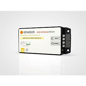 Genasun GVB-8-Li-25.0V, 8 A (Input) Voltage Boosting MPPT Solar Charge Controller for 6S Li-ion Batteries (24 V Nominal)
