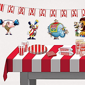 Red & White Stripes Tablecover Party Accessory (1 count) (1/Pkg)