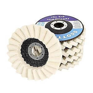 SCOTTCHEN Felt Flap Disc Abrasives 4-1/2" x 7/8" Arbor Buffing Polishing Wheel for Angle Grinder - 5 Pack