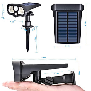 Solar Motion Sensor Light Outdoor 42 White LEDs 2 Red LEDs Ultra Bright, 2 in 1 Landscape Solar Wall Solar Light Wireless Solar Security Light Great Detection for Garden Driveway Carport Patio Yard