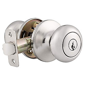Probrico Entry Door Knob, Entrance Door Knobs Door Lock Set (1 Pack) (Keyed Alike, Combo Pack),Stainless Steel Door Handle for Interior/Exterior/Office/Front Door Use,Satin Nickel Finish
