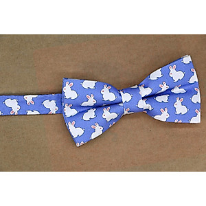 OCIA Cute Pattern Pre-tied Bow Tie Adjustable Bowties for Adult & Children White Blue (Rabbits)