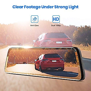 AUTO-VOX V5PRO OEM Look Rear View Mirror Camera with Neat Wiring, No Glare Mirror Dash Cam front and rear, 9.35'' Full Laminated Ultrathin Touch Screen, Dual 1080P Super Night Vision Car Backup Camera