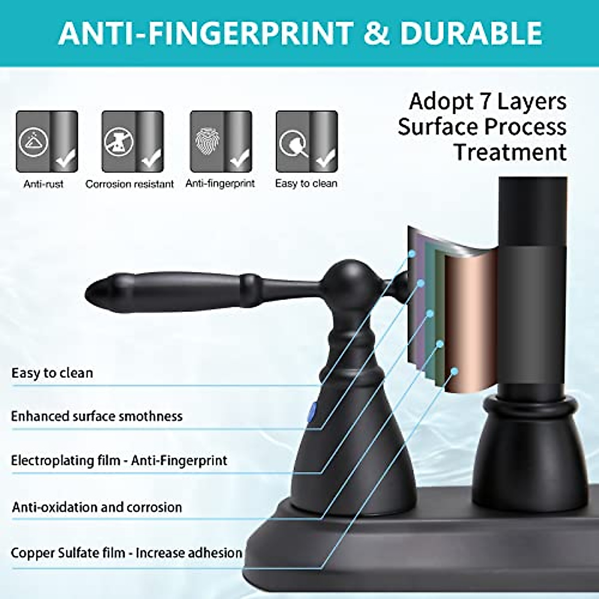 Black Bathroom Faucet 2 Handles, 4 inch Centerset Bathroom Faucet 2 Holes or 3 Holes Lavatory Faucets, Matte Black Bathroom Sink Faucet with CUPC, Classical RV Bathroom Faucet with Swivel Spout