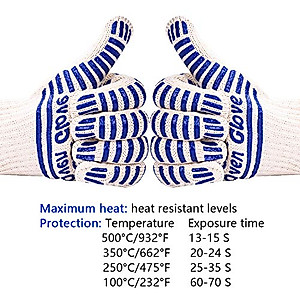 CZSYZCZS Extreme Heat Resistant Oven Gloves -Oven Mitt Hand Protection from Air Fryer Cooking Gloves for BBQ Grilling Baking Cutting Welding Smoker Fireplace Party Present Christmas Use (Blue)