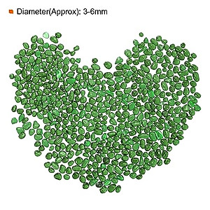 MECCANIXITY 500g/1.1lb 3-6mm Decorative Glass Stones, Polished Glass Pebbles Marbles DIY Decor for Vase Filler Beads Crafts Fish Tank Aquarium Garden Decoration, Green
