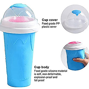 DIY Slushie Maker Cup, Quickly Frozen Cup Cooling Maker Cup, Portable Icy Silicone Cup Homemade Milk Shake Ice Cream Maker for Children and Family(Blue)