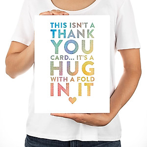 Andaz Press Funny Jumbo Thank You Card With Envelope 8.5 x 11 inch, Big Greeting Card, Hug With A Fold In It, 1-Pack, Huge Large Group Greeting Card, Includes Envelope