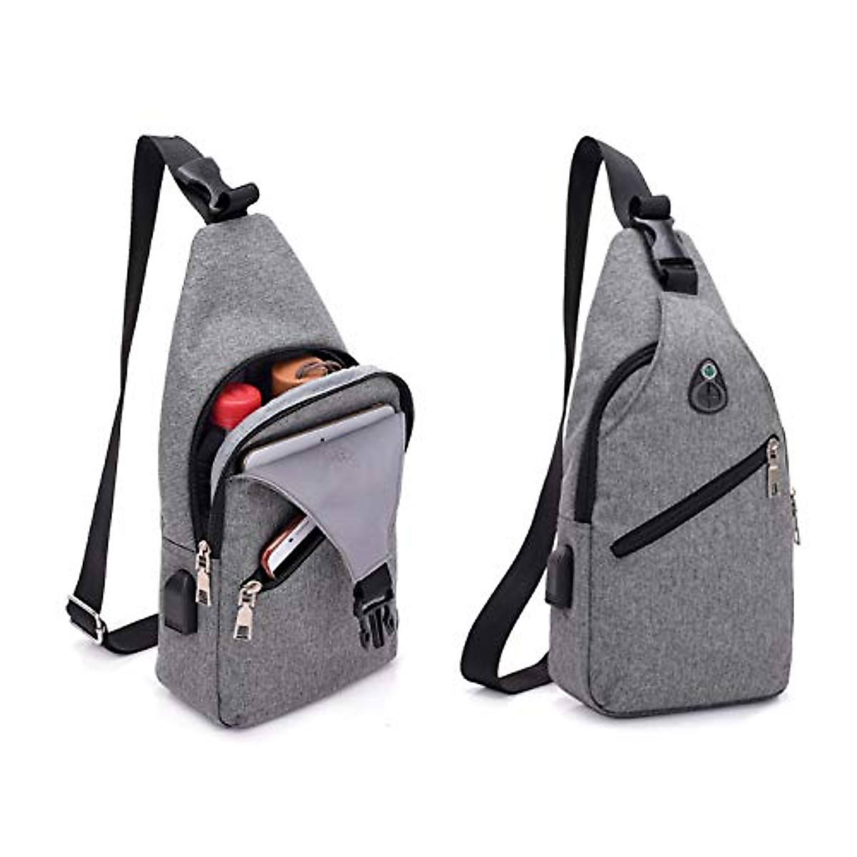 Unisex Sling Bag Chest Shoulder Backpack Fanny Pack Mens Womens Crossbody Bag (Black)