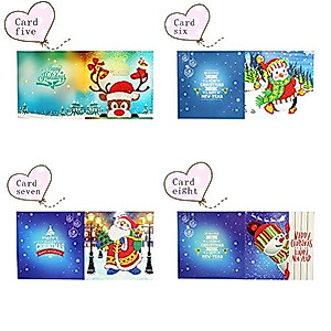 Christmas Cards 5D DIY Diamond Painting Round Drill Greeting Cards (8 Pcs)