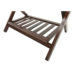 Wholesale Hotel Products Wooden Luggage Rack for Guest Room with Shoe Shelf - Fully Assembled Luggage Stand with Storage Shelf Foldable, Solid Wood Walnut -