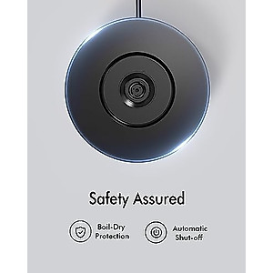 Longdeem Fast-Boil Electric Tea Kettle, 1.7L Stainless-Steel Water Heater, 1500W, Cordless Matte Black Design with LED, Auto-Shutoff & Anti-Dry Protection