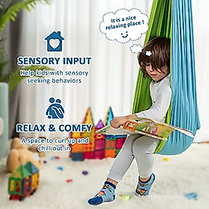 OUTREE Sensory Swing, Double Layer Therapy Swing with 360° Swivel Hanger, Healing & Relaxing Cuddle Sensory Swing for Kids and Adults with Autism, ADHD, Sensory Processing Disorder