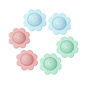 6PCS Drain Hair Catcher Shower Drain Covers Durable Silicone Hair Stopper,Bathtub and Shower Drain Protectors for Bathroom Bathtub and Kitchen