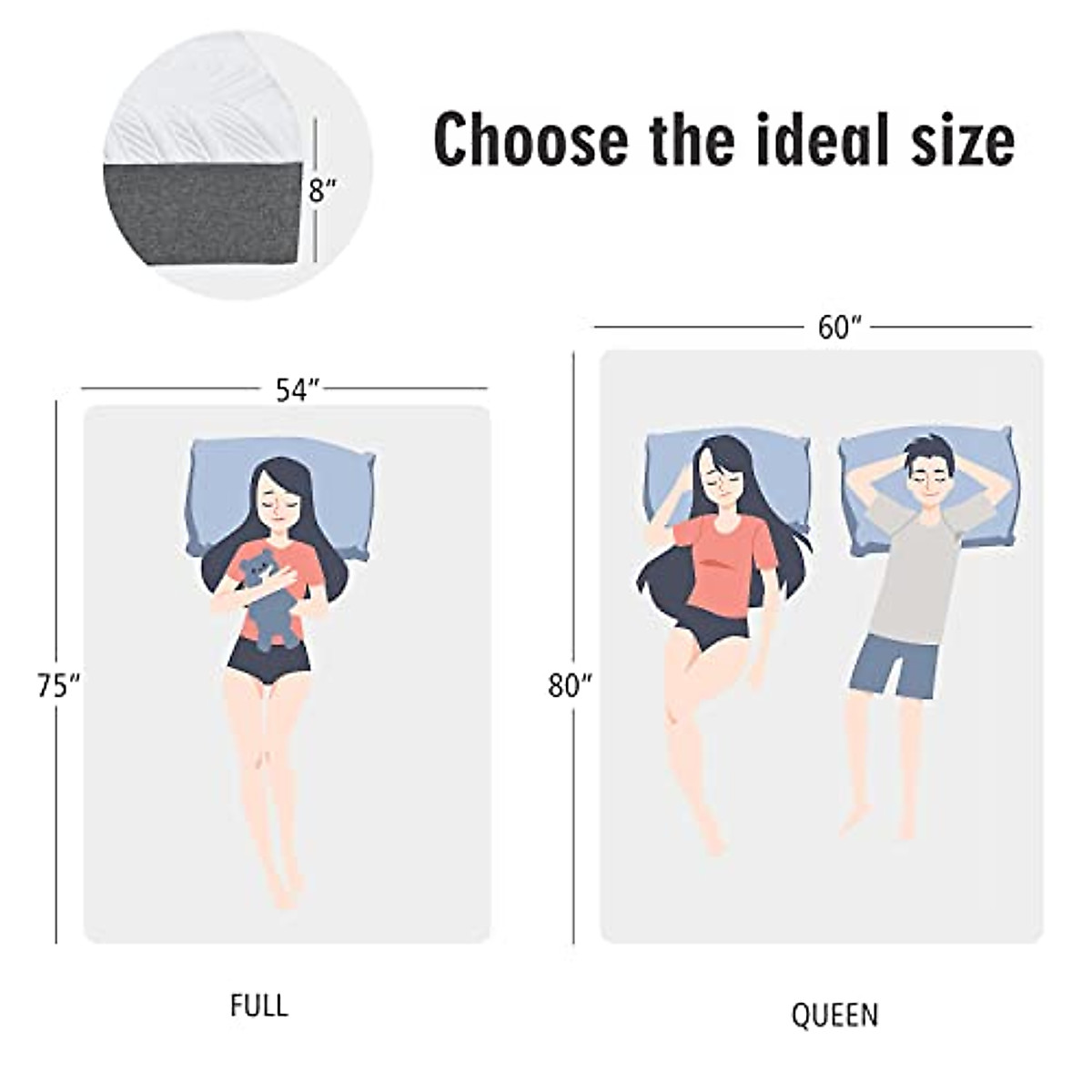 KOMFOTT 8 Inch Mattress Full Size, Cooling-Gel Memory Foam Mattress with Bamboo Charcoal Layer for Pressure Relief, Medium Firm Mattresses with Jacquard Cover, CertiPUR-US Certified Mattress in a Box