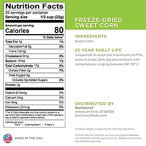 Nutristore Freeze Dried Corn | Premium Quality Vegetables for Healthy Snack or Long Term Storage | Emergency Survival Canned Food Supply | Bulk #10 Can Veggies | 25 Year Shelf Life | Made in USA