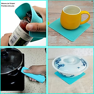 Otstar 4pcs Jar Opener Gripper Pads for Weak Hands Senior with Arthritis, No-slip Multi-Purpose Silicone Rubber Jar Lid Openers