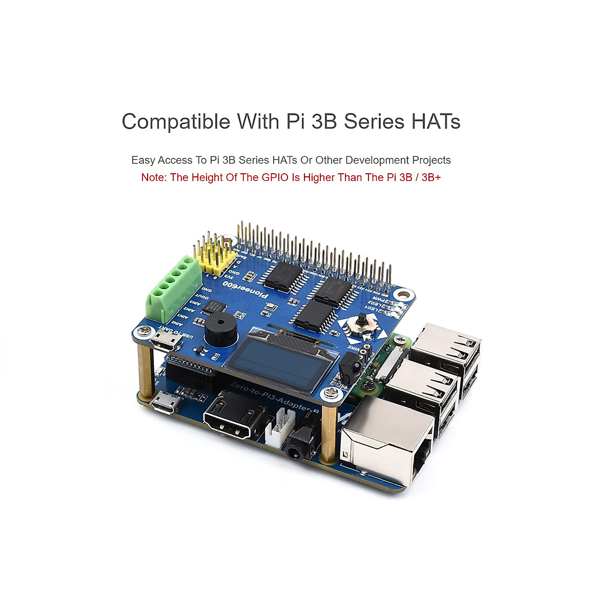 waveshare Pi Zero 2W to Raspberry Pi 3B/B+ Adapter,Based on Raspberry Pi Zero 2W to Reproduce The Original Appearance of The 3B Series,Alternative Solution for Raspberry Pi 3 Model B/B+