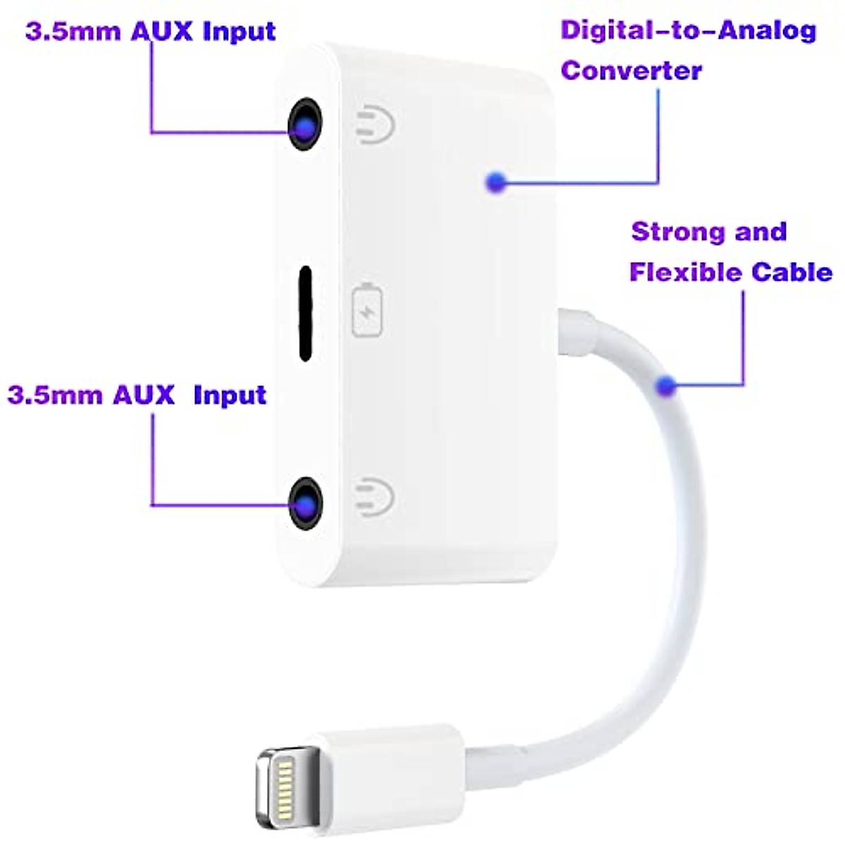 Steepower 3.5mm iPhone Headphone Splitterr,3 in 1 Dual 3.5mm Headphone Jack Adapter with Power Port,Compatible with iPhone 14/13/12/11/X/8/8plus/7/7plus/iPad-Support iOS 16