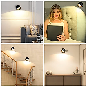 Smart Wall Sconces, Koopala LED Mounted Lamps with 3 Lighting&RGB&Ambiance Mode, APP&Touch Control, Stepless Dimming, 360°Rotate, Cordless Light Rechargeable Battery for Reading Bedside