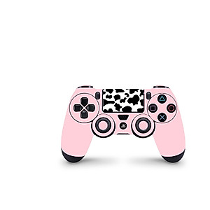 ZOOMHITSKINS Compatible with PS4 Controller Skin, Cow Farm Pink Black White, Durable, Vinyl, Made in The USA