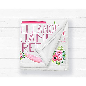 Monogram Junkie Personalized Baby Blanket for Girls with Name | Floral Custom Baby Blanket | Baby Girl Name Blanket | 30x40