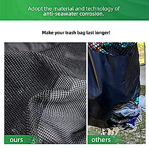 EZAKIE Boat Trash Bag Large Boat Trash Can for 80+ Cans, Boat Trash Container with Bottom Zipper Opening, Outdoor Boat Garbage Sack Storage Bag Hanging Portable Mesh Fishing Boat Accessories (Black)