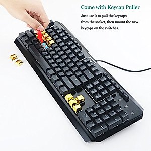 E-Element Keycaps Doubleshot 12Key caps with White infill Translucidus Keycap Puller Backlit Key caps for Mechanical Gaming Keyboards Gold Color