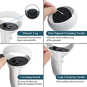 RHOTALL 19 in 1 Lens Cleaning Case Accessories with Lens Protector and Thumb Caps for Meta/Oculus Quest 2& Quest 3/Hololens 2,VR Headset Cleaning Accessories Kit,Various Cleaning Tools for Xbox/Camera