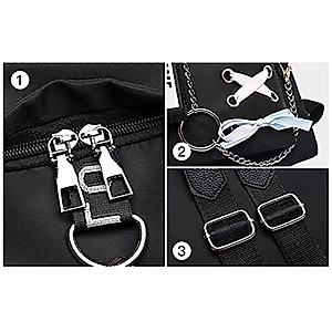 FENGJINRUHUA Mini Fashion Casual Ladies Bowknot Backpack Wallet Lightweight Travel School Shoulder Bag with Pompon (black)