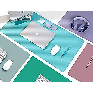 Leather Desk Pad Protector,Mouse Pad,Office Desk Mat,Non-Slip PU Leather Desk Blotter,Laptop Desk Pad,Waterproof Desk Writing Pad for Office and Home(Dark Blue,31.5" x 15.7")