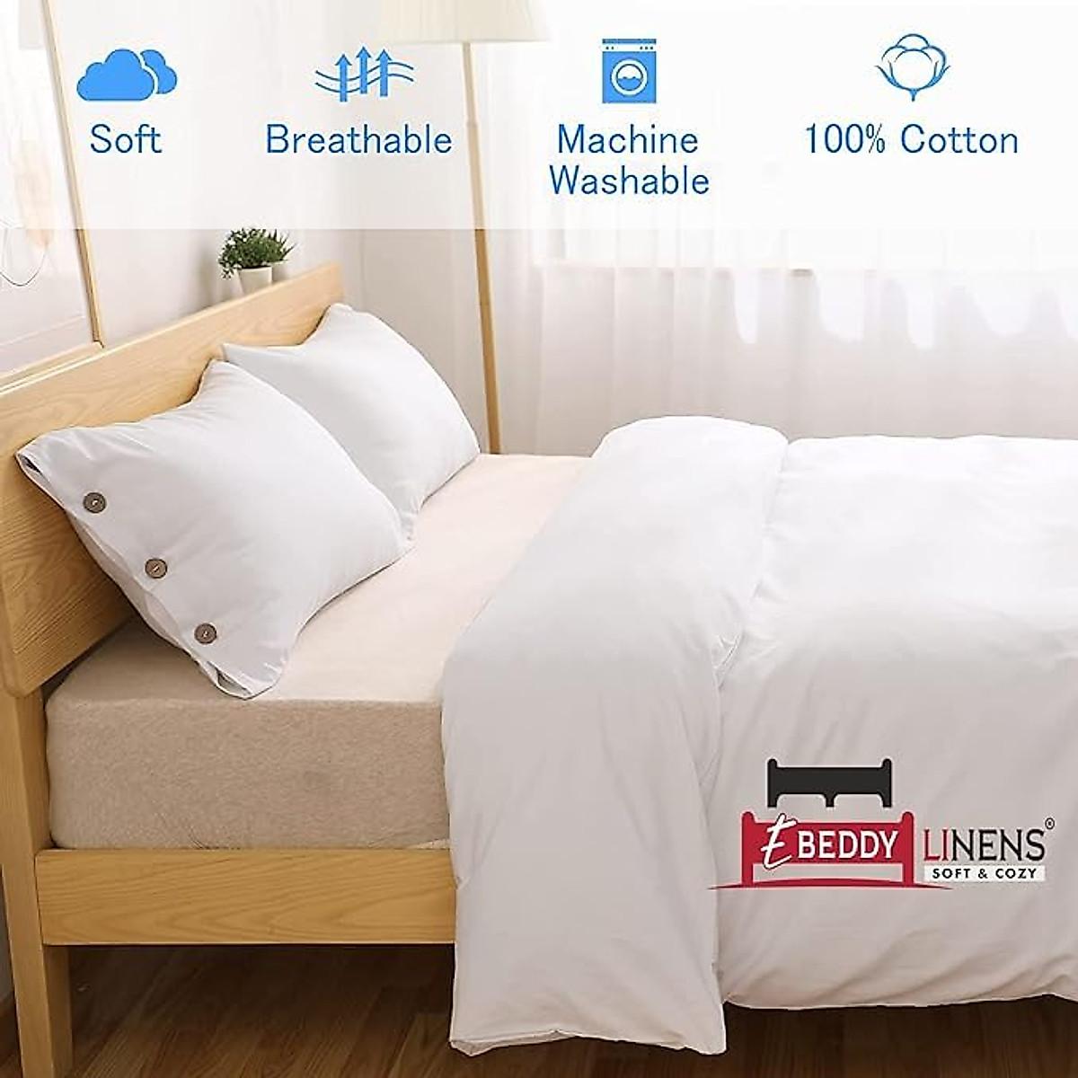 eBeddy Linens Luxury Taupe Duvet Cover Set King XL 116x98 Size 800 TC Certified Egyptian Cotton Luxury Soft & Breathable Comforter Cover and 2 Pillow Sham with Button Closure & Corner Ties