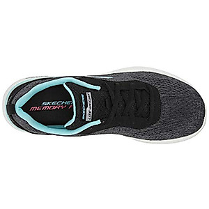 Skechers Women's Skech-Air Dynamight - Top Prize Sneaker, Black/Turquoise, 7 W