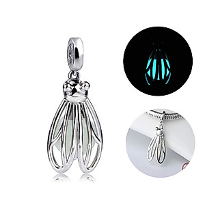 Bolenvi Luminous Firefly Glow in The Dark 925 Sterling Silver Charm Bead Pendant for Pandora & Similar Charm Bracelets or Necklaces