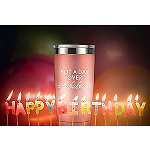 MASGALACC Not A Day Over Fabulous - 20 Oz Stainless Steel Insulated Tumbler Cup with Lid- 21st 30th 40th 50th 60th 70th Birthday Gifts for Women Her Mom Grandma Friend Gift Ideas
